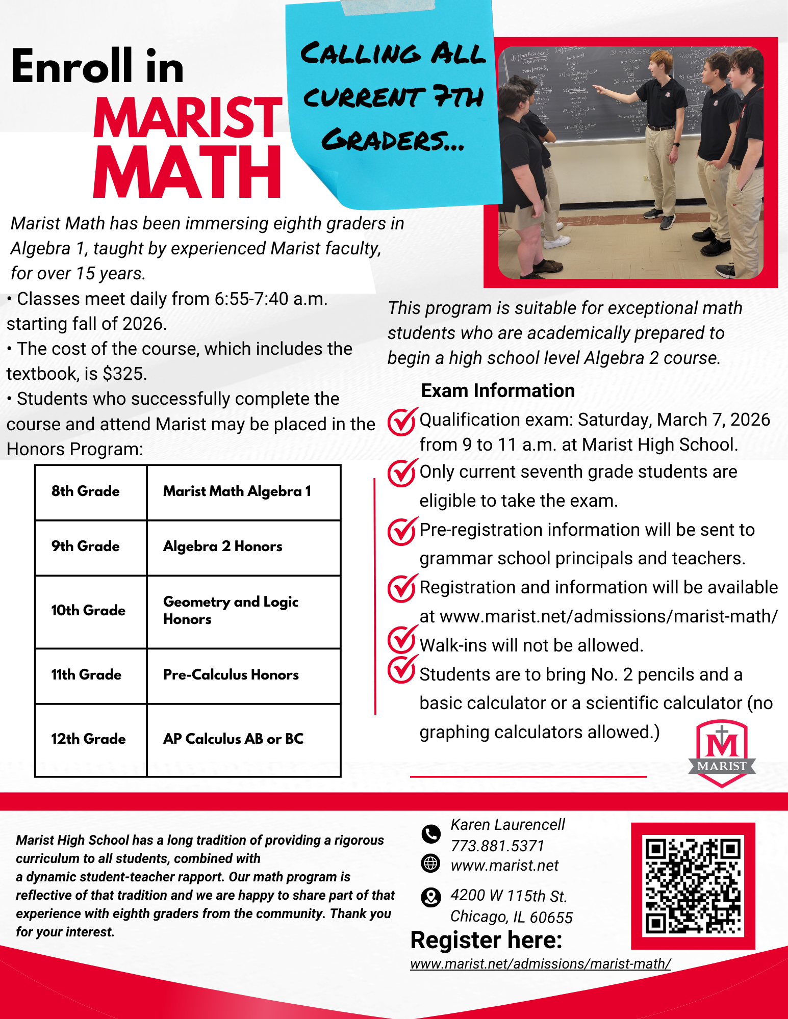 Enroll in Marist Math: Register by March 6th! - Marist Premier Catholic ...